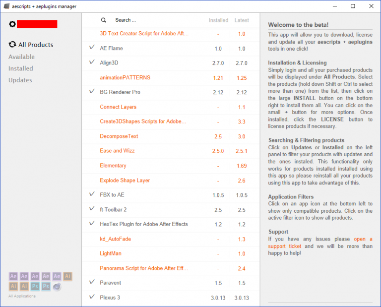【AE】aescripts.comのAEスクリプト管理ソフト【aescripts + aeplugins manager app】 - Valkyrja-Graphics∽Blog
